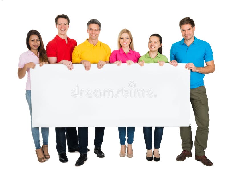 Multiethnic Group of Friends Showing Blank Billboard Stock Image ...
