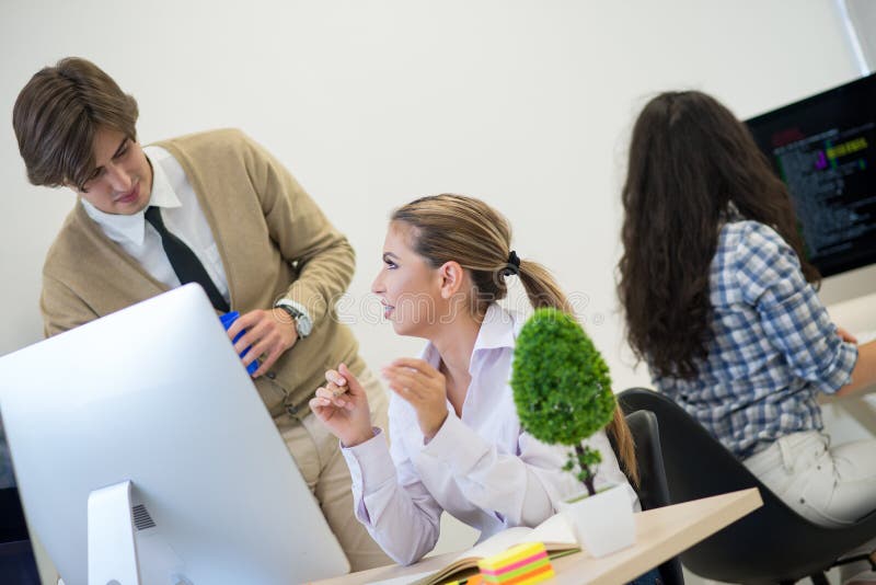 Multiethnic Group of Happy Business People Working with Laptop Computer ...