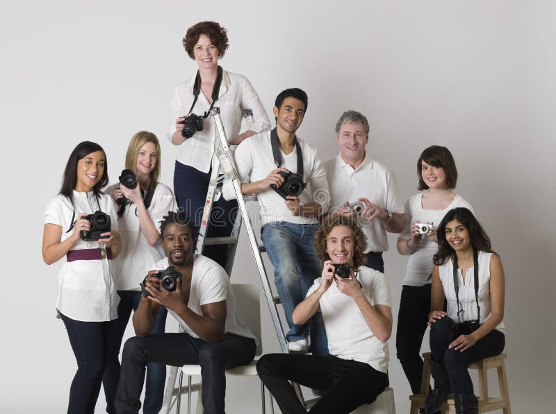 Multiethnic Photographers Taking Photos Stock Image - Image of group ...