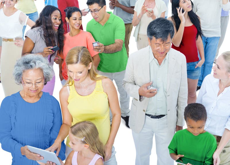 Multiethnic Group of People with Digital Devices Social Media Stock ...