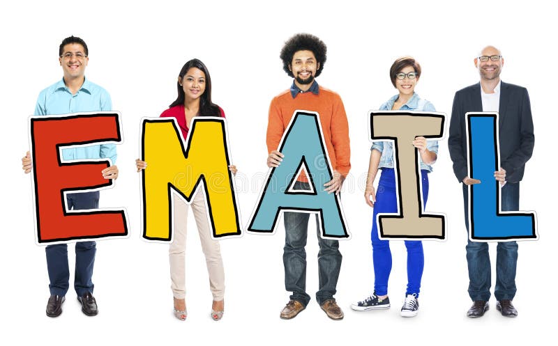 Multiethnic Group of People Holding Letter Email Stock Image - Image of ...