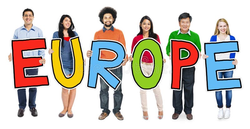 Multiethnic Group of People Holding Letter Europe Stock Photo - Image ...