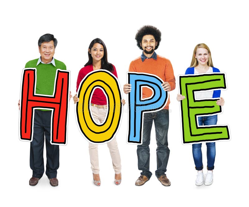 Multiethnic Group of People Holding Letter Hope Stock Photo - Image of ...