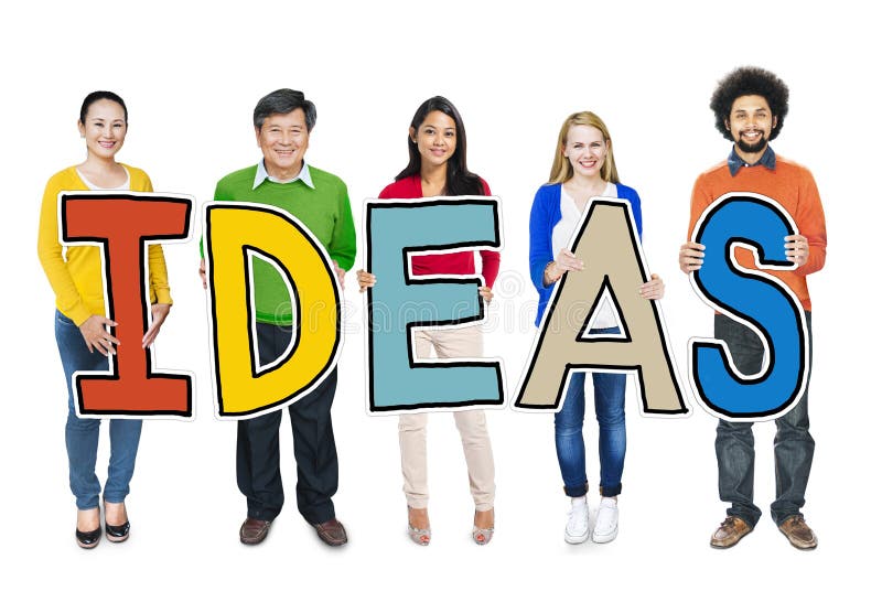 Multiethnic Group of People Holding Letter Ideas Stock Photo - Image of ...