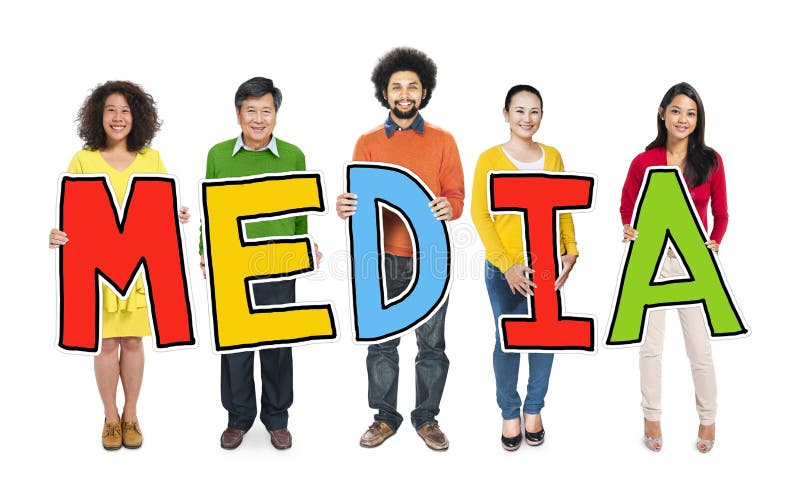 Multiethnic Group of People Holding Letter Media Stock Image - Image of ...