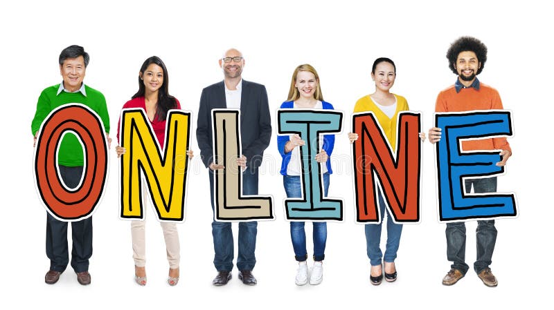 Multiethnic Group of People Holding Letter Online Stock Photo - Image ...