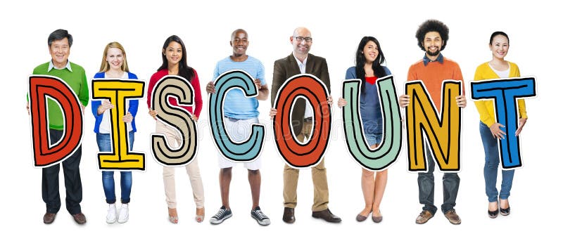 Multiethnic Group of People Holding Text Discount Stock Image - Image ...
