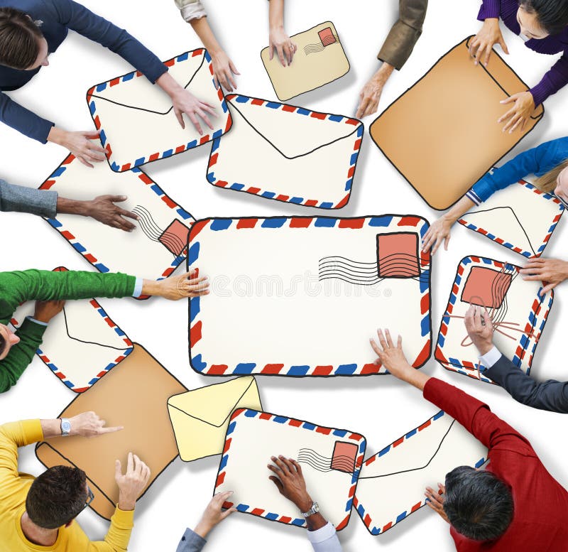 Multiethnic Group of People with Mail Concept Stock Image - Image of ...