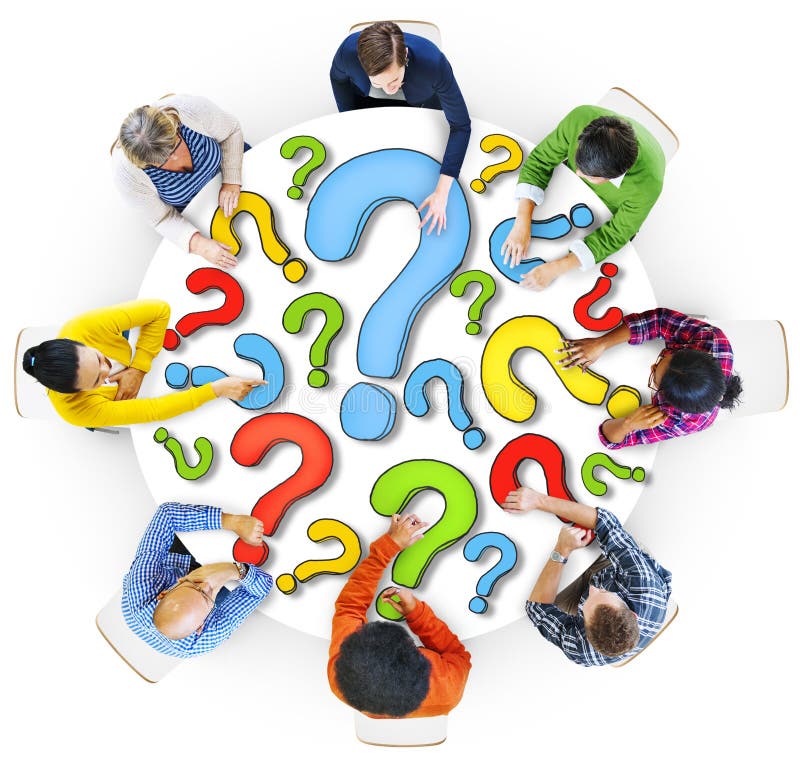 Multiethnic Group of People with Question Mark Stock Illustration ...