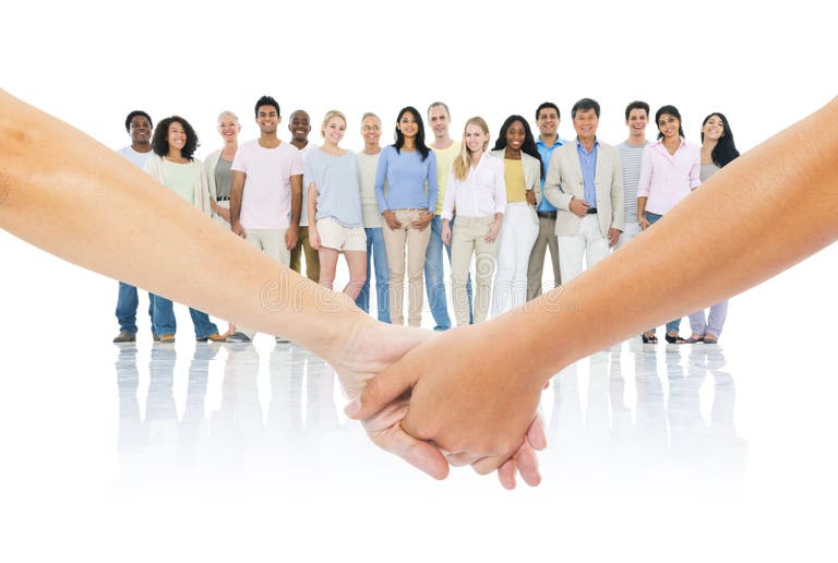 Multiethnic Group of People Smiling at a Couple Stock Photo - Image of ...