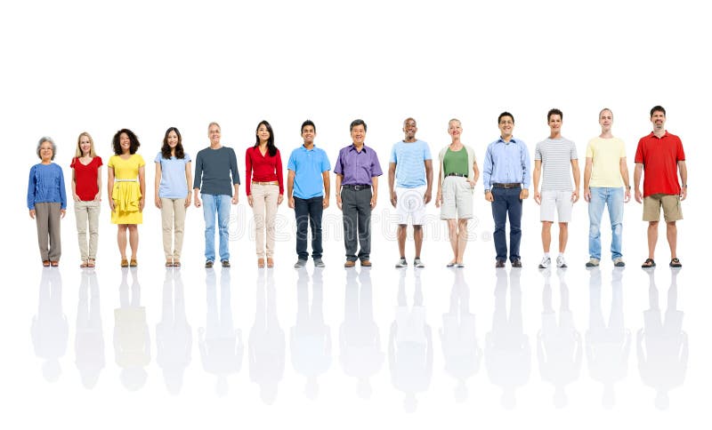 Multiethnic Group of People Smiling in a Row Stock Image - Image of ...