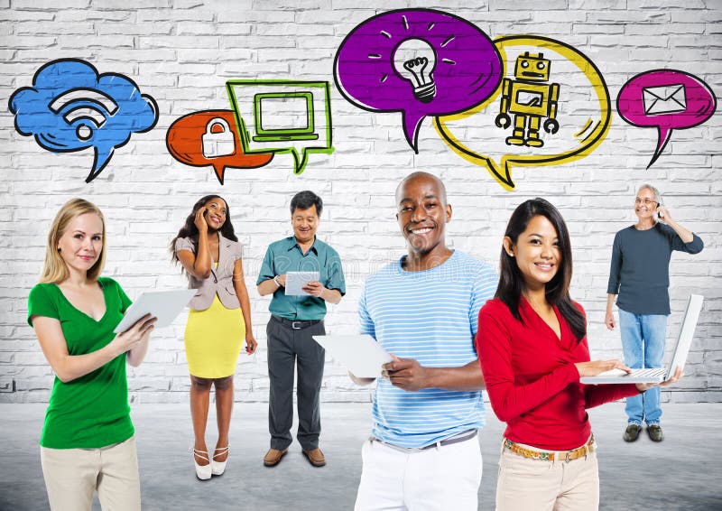 Multiethnic Group People with Social Communication Stock Image - Image ...