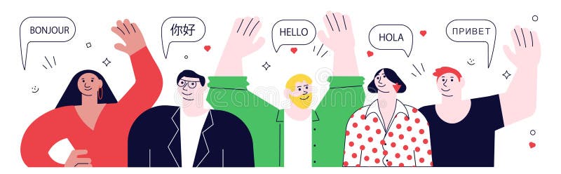 Multiethnic Group of People Speaking Together in Different Languages ...