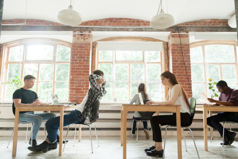 Multiethnic Group Working in Modern Coworking Space Stock Photo - Image ...