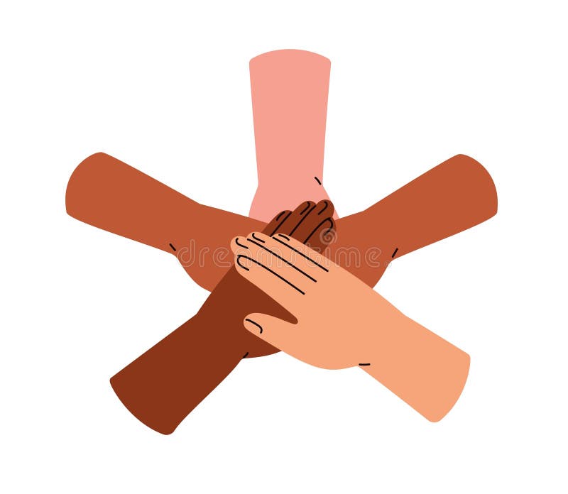 Multiethnic Hands Stack. Diverse Team, Group, Unity Stock Vector ...