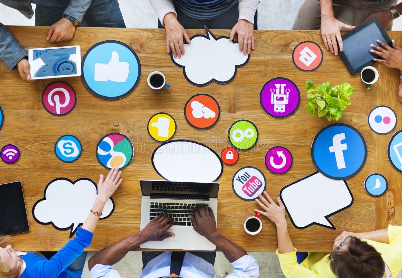 Connecting People Icons Set Stock Illustration - Illustration of circle ...