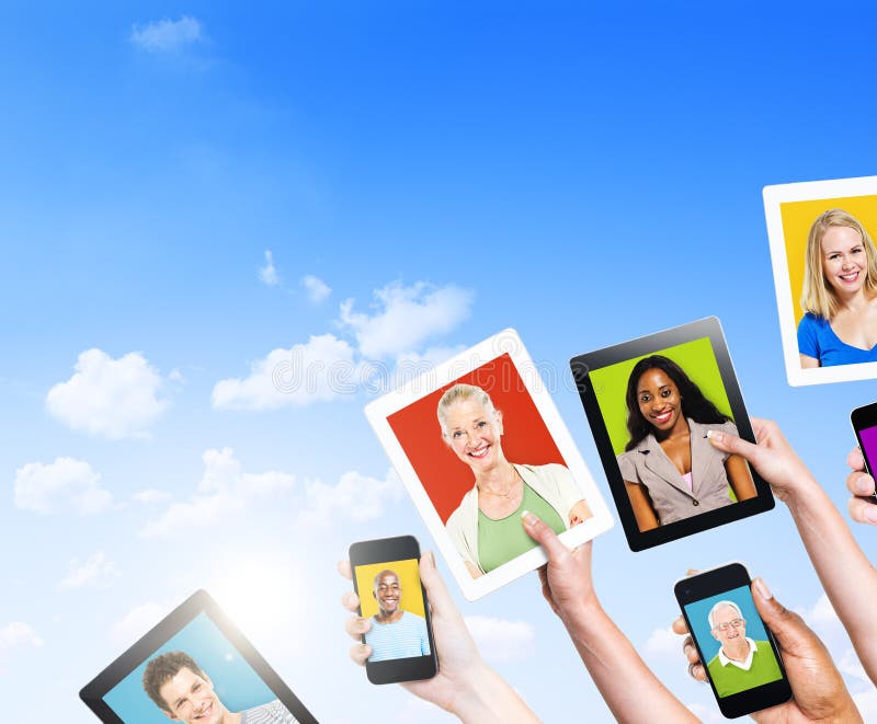 Multiethnic People in Electronic Devices Stock Image - Image of digital ...