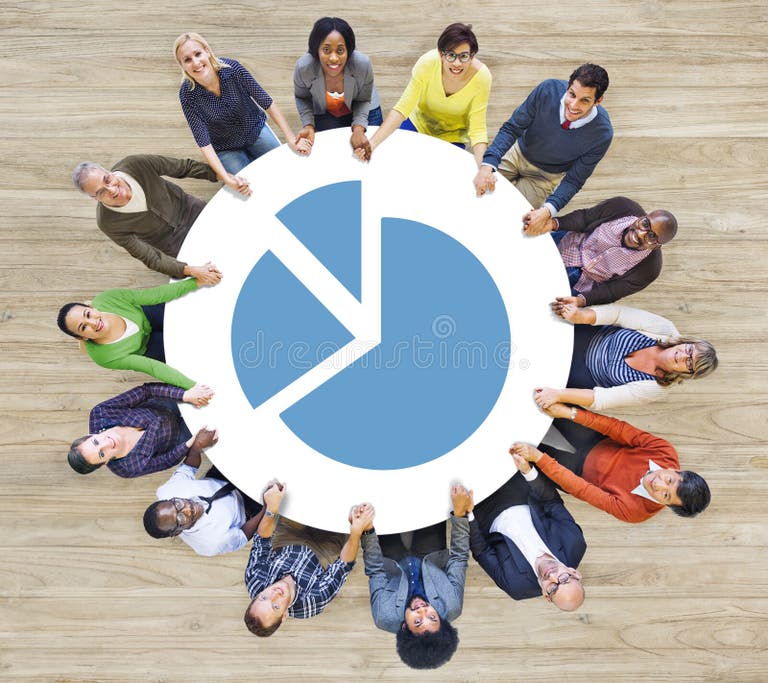 Multiethnic People Forming Circle and Chart Stock Image - Image of ...