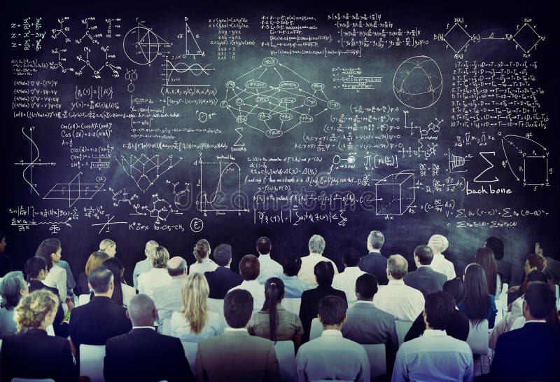 Multiethnic People with Formula on Chalkboard Stock Image - Image of ...