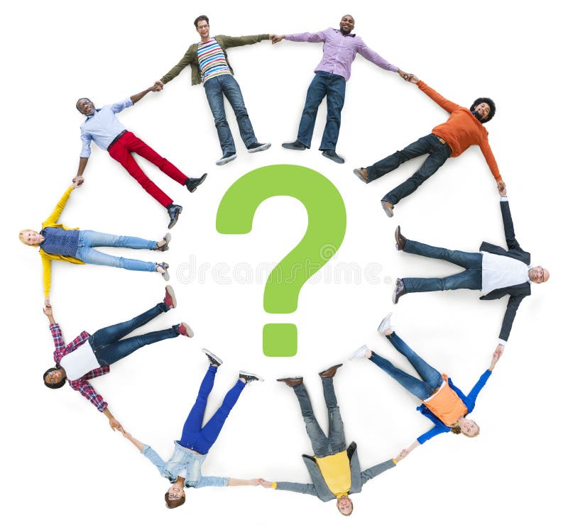 Multiethnic People Holding Hands with Question Mark Stock Image - Image ...