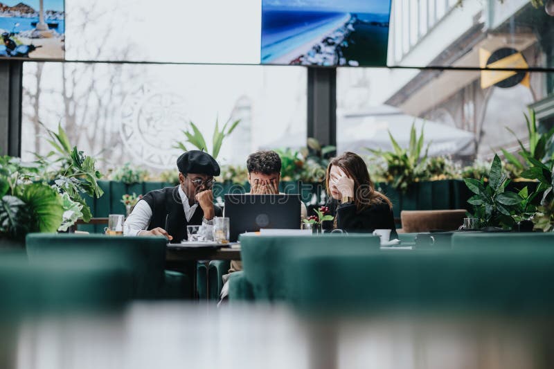 A Focused Group of Multiethnic Business Associates Discuss Projects in ...