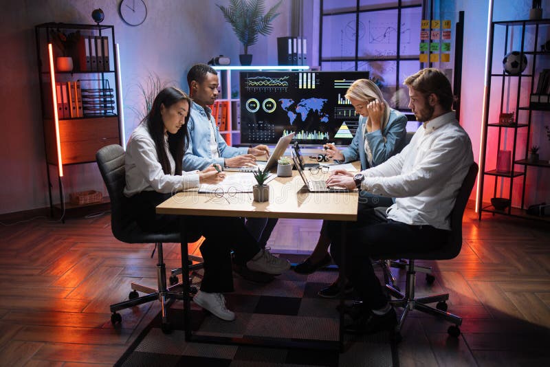 Multiethnic Software Developers Using Gadgets for Work at Office Stock Image - Image of female ...