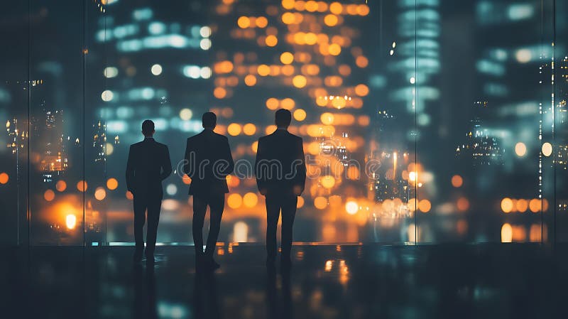 Multiethnic Startup Business Team in Modern Night Office Interior Stock ...