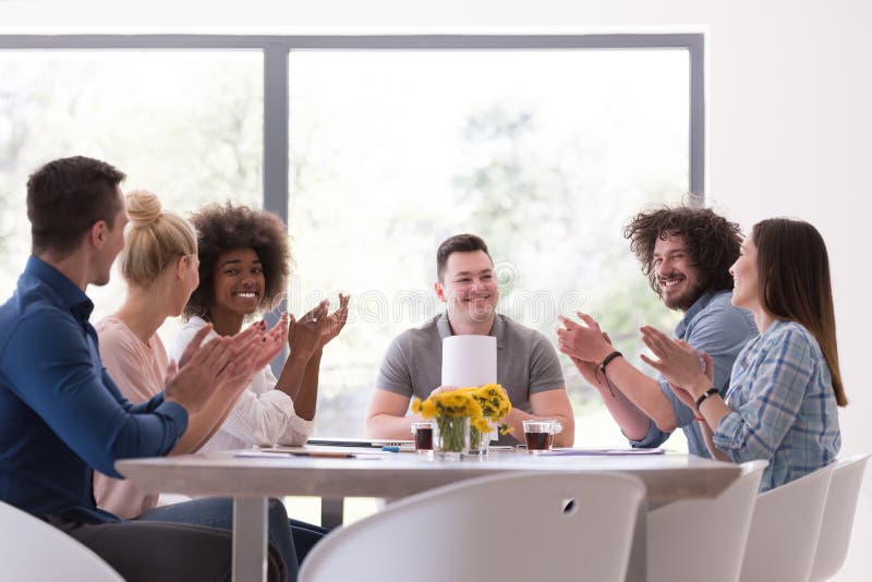 Multiethnic Startup Group of Young Business People Celebrating S Stock ... Multiethnic Startup Group of Young Business People Celebrating S Stock ...