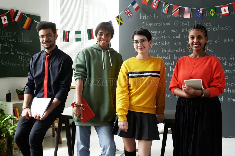 Multiethnic Students Standing in Class Stock Image - Image of february ...