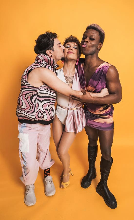 Multiethnic Trans People Posing in a Sensual Way while Looking at ...