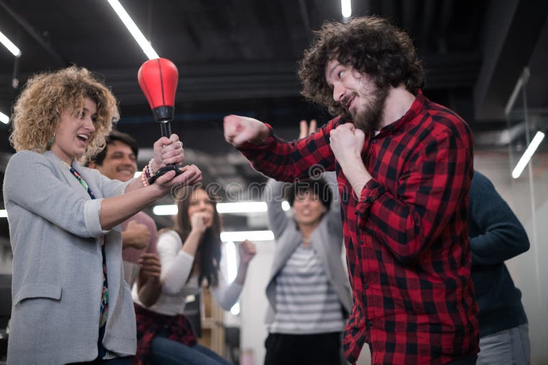 Multiethnics Business Team Boxing at Office Stock Photo - Image of ...