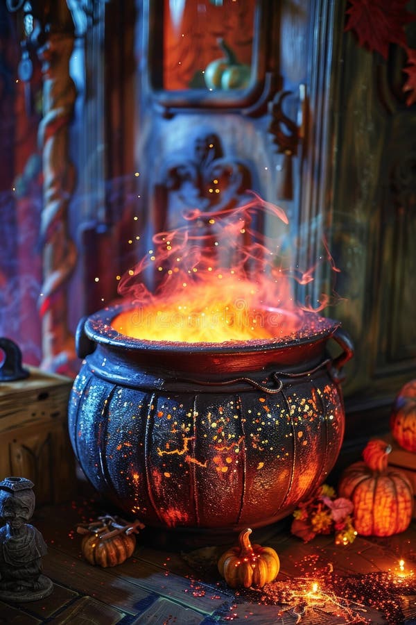 Multifaceted Cauldron Props for Halloween Display Stock Illustration ...