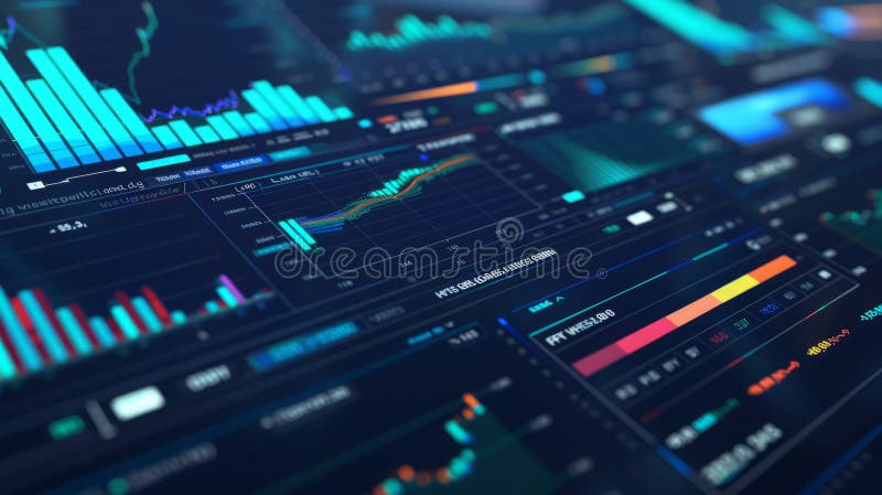Multifaceted Data Display on Computer Screen Stock Photo - Image of multitab, charts: 320233136