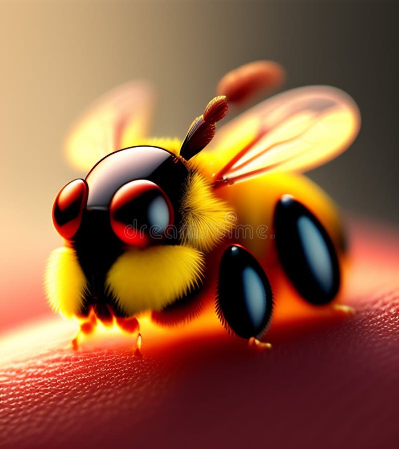 Close Up of a Beautiful Bee - Ai Generated Image. Stock Illustration ...