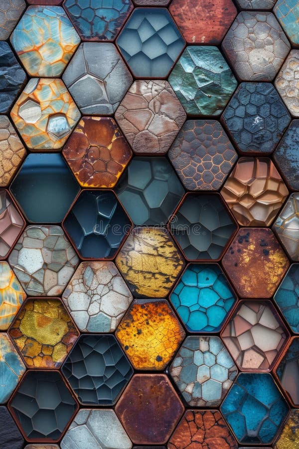Multifaceted Hexagon Wall Design Stock Image - Image of material ...