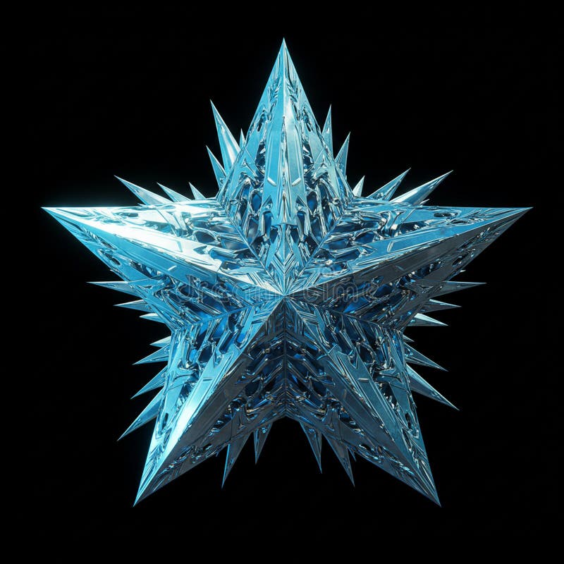 A Multifaceted, Metallic Star Shape with Sharp Points Extends Outward ...