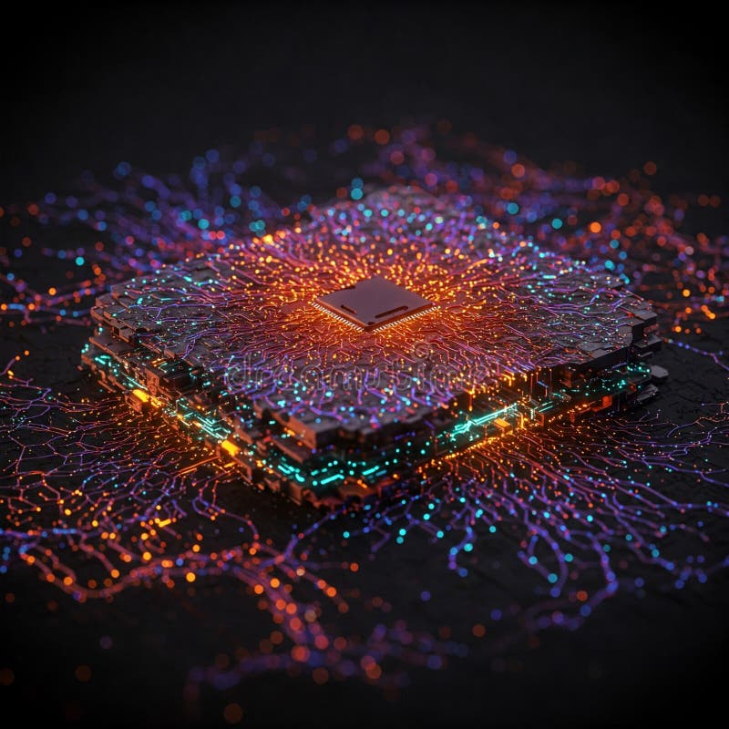 A Complex Neural Network Radiating Vibrant Light. Stock Photo - Image ...