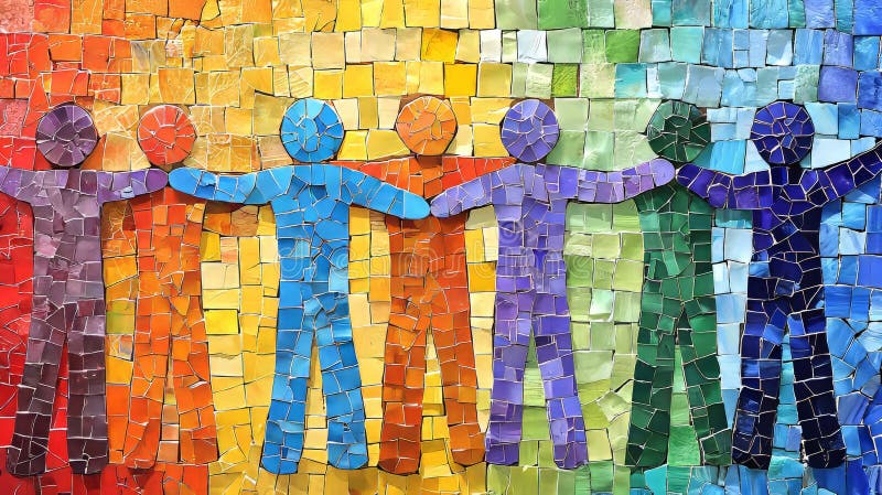 Multifaceted Mosaic of Different Colored, Shaped, and Colored Human ...