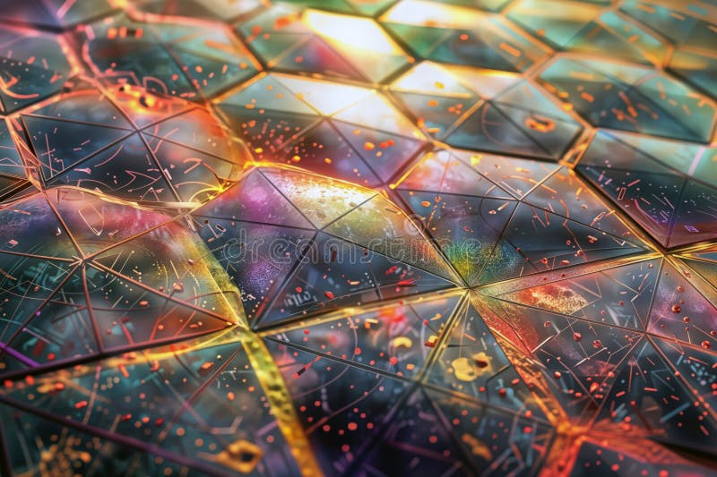 Multifaceted Triangular Shapes with Colorful Glow, Generative Ai Stock ...
