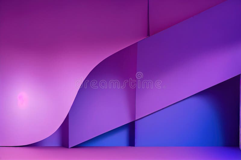 The Multifaceted Wall and Floor are Illuminated with Blue, Lilac and ...