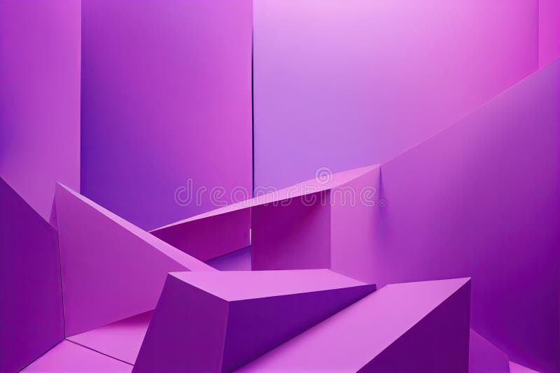 The Multifaceted Wall is Illuminated with Lilac Neon Light Stock ...