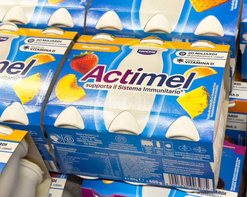 Multifruit Actimel Yogurt Pack with Immunity Support Labeling Editorial ...