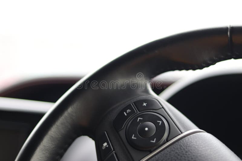 Multifunction Button Black Steering Wheel Stock Image - Image of wheel ...