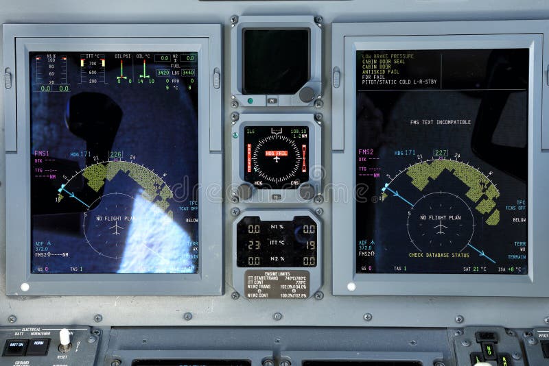 Multifunction Flight Displays Stock Image - Image of aircraft, light ...