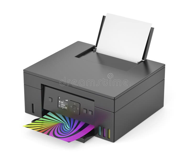 Multifunction Inkjet Color Printer Stock Illustration - Illustration of ...