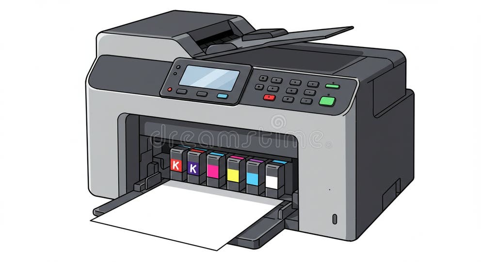 Multifunction Office Printer with an Automatic Document Feeder on Top ...