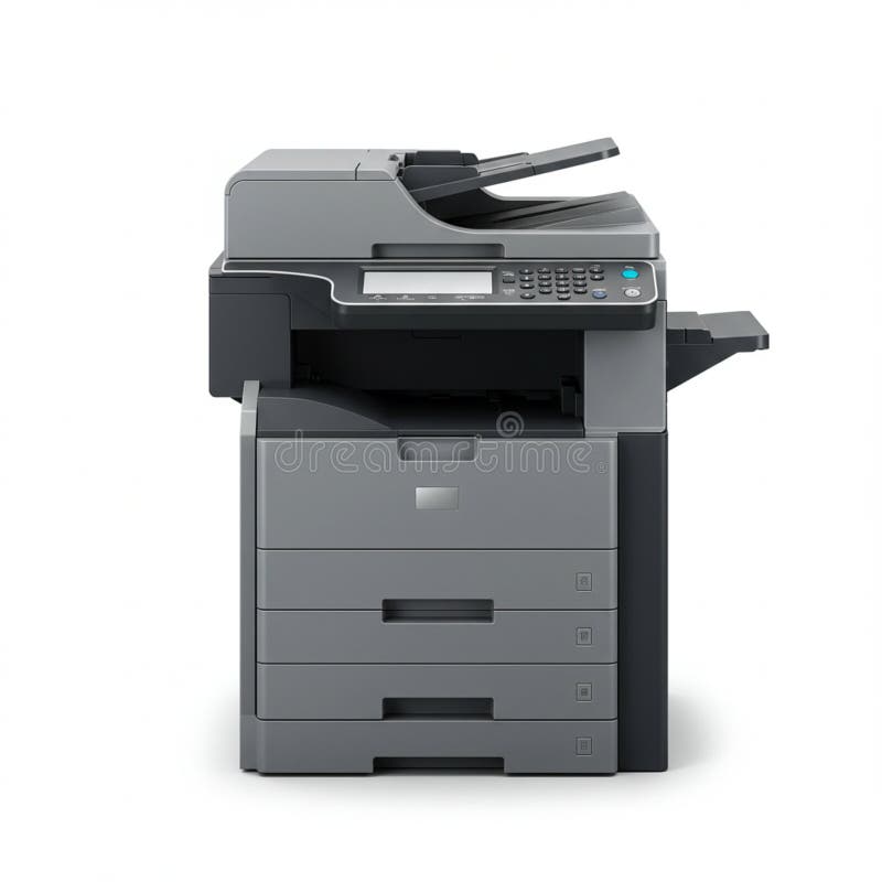 A Multifunction Office Printer Featuring a Sleek, Gray Design. it Has ...