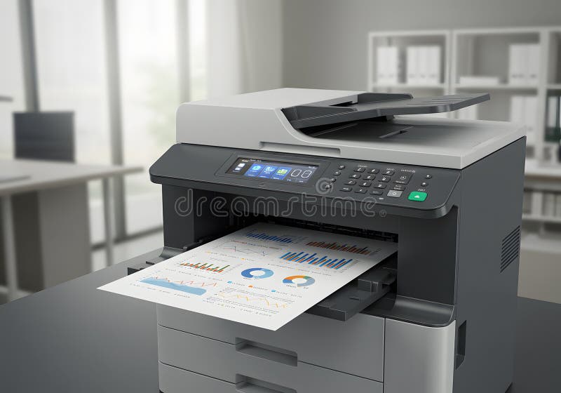 Multifunction Printer Outputting Documents Stock Illustration ...