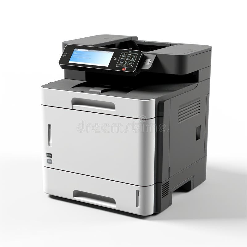 Multifunction Printer Printing Colorful Document Isolated White ...