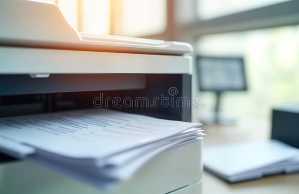 Multifunction Printer Working in Office Environment. Documents Printing ...